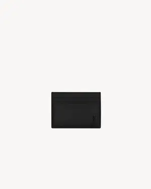 Saint Laurent Tiny Cassandre Card Case In Matte Leather - Black
