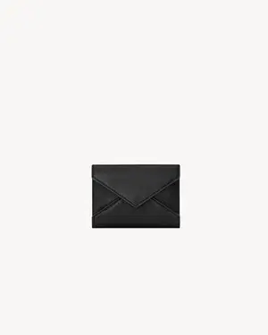 Saint Laurent Letter Wallet In Leather - Black