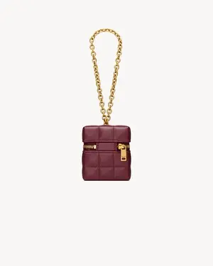 Saint Laurent Cassandre Matelassé Mini Cube On Chain In Shiny Leather