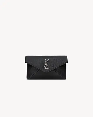 Saint Laurent Cassandre Envelope Card Case In Grained Leather
