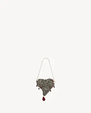 Saint Laurent Micro Heart Evening Bag In Crystals