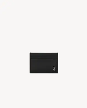 Saint Laurent Tiny Cassandre Card Case In Matte Leather - Black