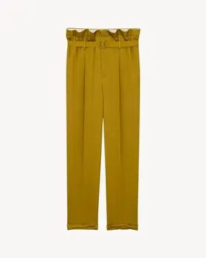 Saint Laurent Paperbag Waist Silk Pants