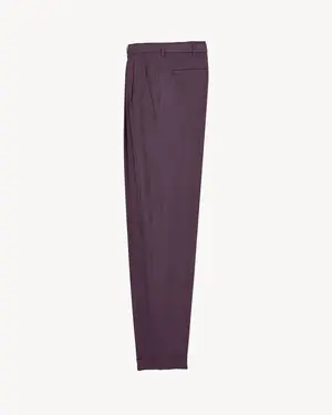 Saint Laurent Belted Silk Habotai Carrot-fit Pants - Prune