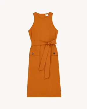 Saint Laurent Sleeveless Technical Nylon Midi Dress