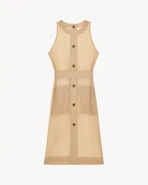 Saint Laurent Sleeveless Nylon Midi Dress