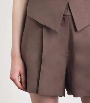 Veronica Beard Haina Pleated Linen-blend Shorts