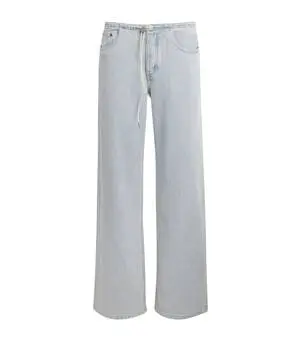 Still Here Drawstring Wide-leg Jeans