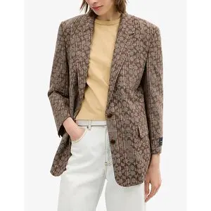 COACH Signature C Plaid Single-breasted Woven Blazer