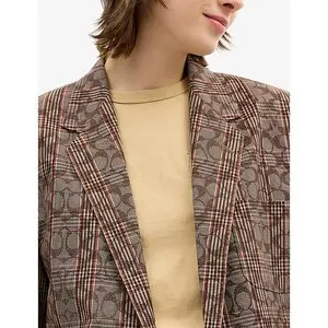 COACH Signature C Plaid Single-breasted Woven Blazer