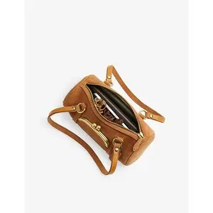 COACH Kisslock 28 Suede Barrel Bag - Caramel