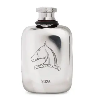 Dunhill Engraved Horse Mini Flask - Silver