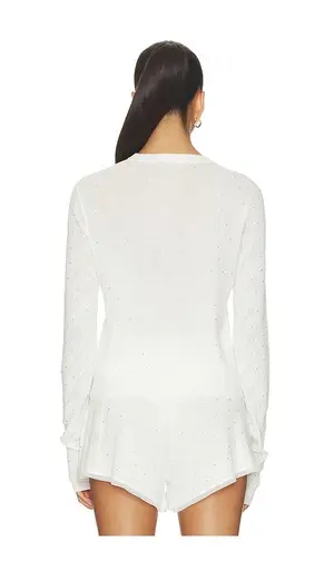 AREA Rib Knit Embellished Cardigan