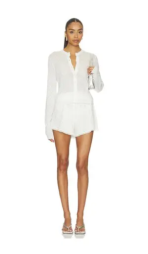 AREA Rib Knit Embellished Cardigan