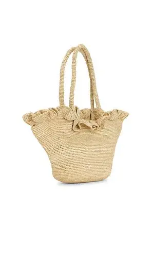 LOEFFLER RANDALL Cyrus Woven Raffia Tote Bag With Ruffle Detailing