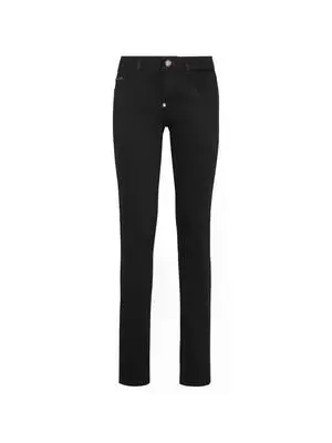 Philipp Plein Slim-fit Logo Plaque Denim Jeans - Black