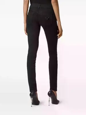 Philipp Plein Slim-fit Logo Plaque Denim Jeans - Black