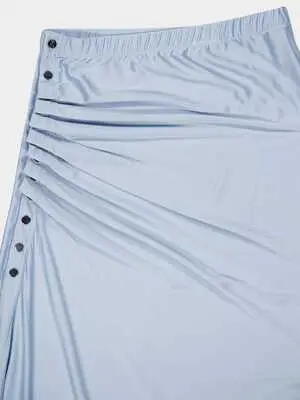 Rabanne Draped Midi Skirt With Button Detail - Blue