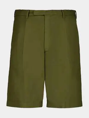 Boglioli Khaki Cotton Bermuda Shorts - Green