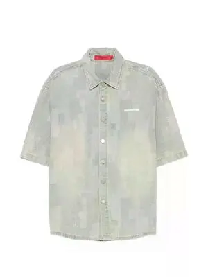 ACUPUNCTURE 1993 Patchwork-effect Short-sleeve Shirt - Blue