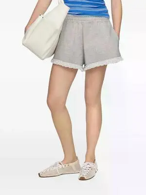 GANNI Lace-trim Jersey Shorts - Grey