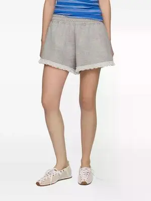 GANNI Lace-trim Jersey Shorts - Grey