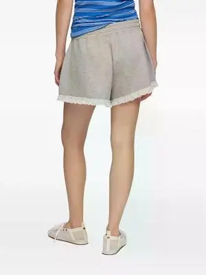 GANNI Lace-trim Jersey Shorts - Grey