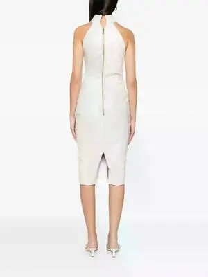 MITILIANE COUTURE Halterneck Cut-out Leather Midi Dress