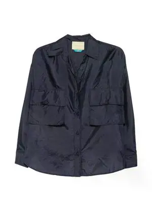Momoni Crinkled Finish Chest Pocket Shirt - Blue