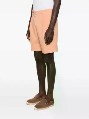 BERWICH Pleated Shorts With Turn-up Cuffs - Orange