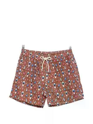 MC2 SAINT BARTH Graphic Print Drawstring Swim Shorts - Brown