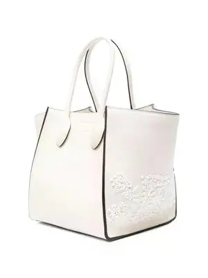 Ermanno Scervino Lace-embroidered Leather Tote Bag