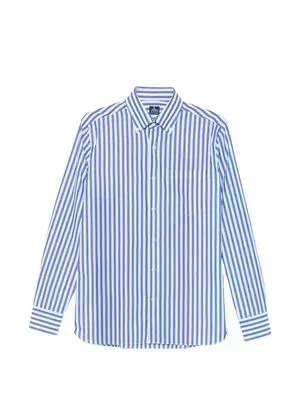 TRUZZI Vertical-stripe Button-down Shirt - Blue