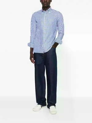 TRUZZI Vertical-stripe Button-down Shirt - Blue