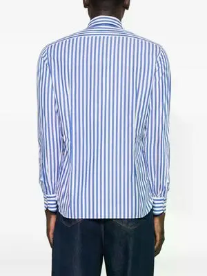TRUZZI Vertical-stripe Button-down Shirt - Blue