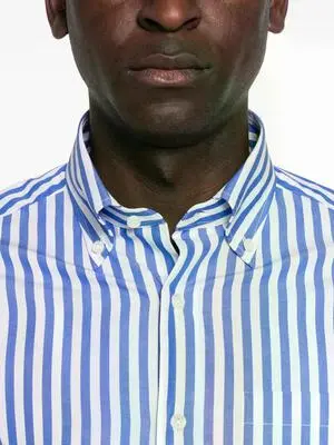 TRUZZI Vertical-stripe Button-down Shirt - Blue