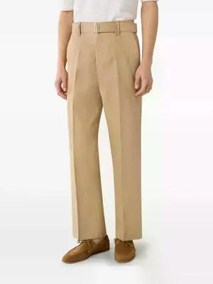LARDINI Belted Flat-front Trousers