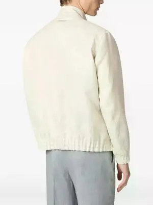 LARDINI Textured Linen Zip-up Jacket