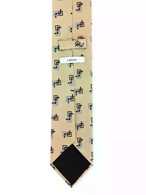 LARDINI Geometric Print Silk Neck Tie