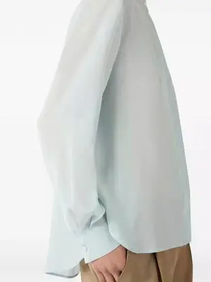 LARDINI Mandarin Collar Silk Shirt