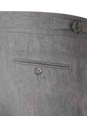 Scabal Linen Slub Textured Pleated Trousers