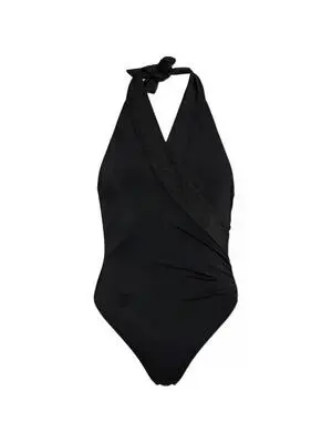 Balmain Glitter-trim Wrap-style Swimsuit