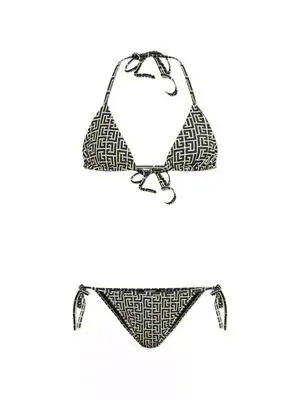 Balmain Labirinto Print Triangle Bikini