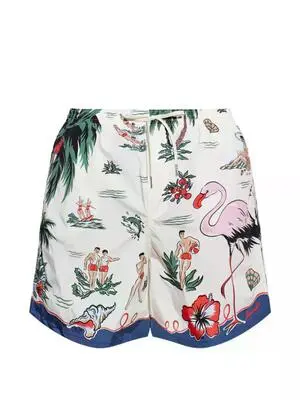 Dsquared2 Graphic Print Drawstring Swim Shorts - White