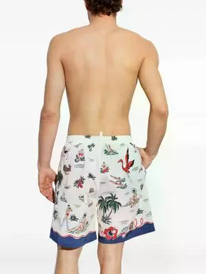Dsquared2 Graphic Print Drawstring Swim Shorts