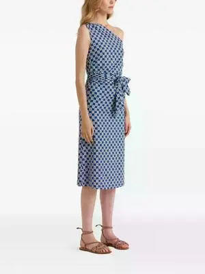 Malìparmi One-shoulder Geometric Midi Dress - Blue