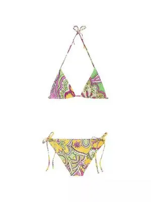 Malìparmi Paisley Print Triangle Bikini Set - Green