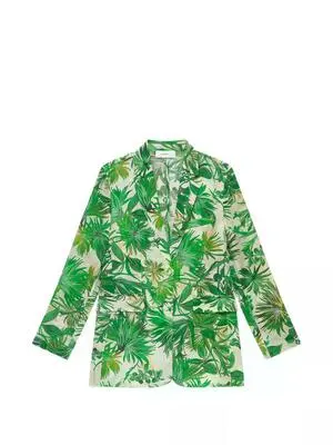 Malìparmi Floral Print Long Sleeve Blazer - Green