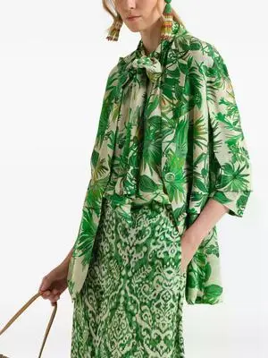 Malìparmi Floral Print Long Sleeve Blazer - Green