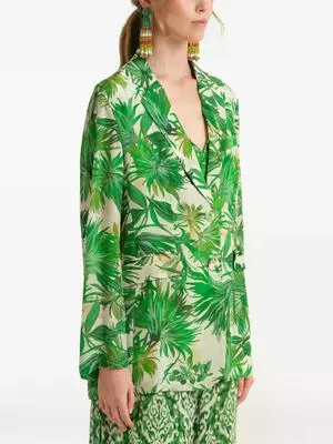 Malìparmi Floral Print Long Sleeve Blazer - Green